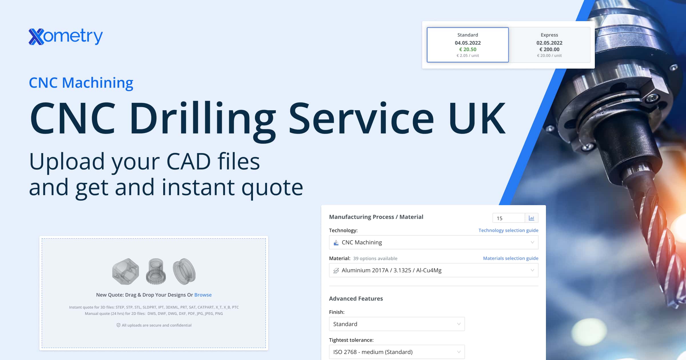 CNC Drilling Services | Online Quotes | Xometry Singapore